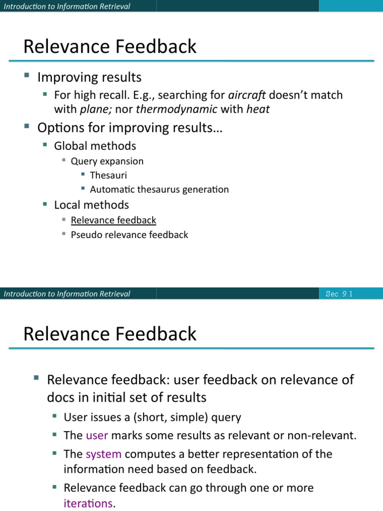 Relevance Feedback: Improving Results | PDF | Information Retrieval ...