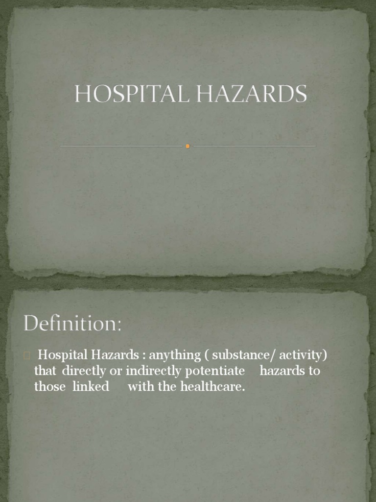Hospital Hazards Presentation | PDF | Occupational Burnout | Clinical ...