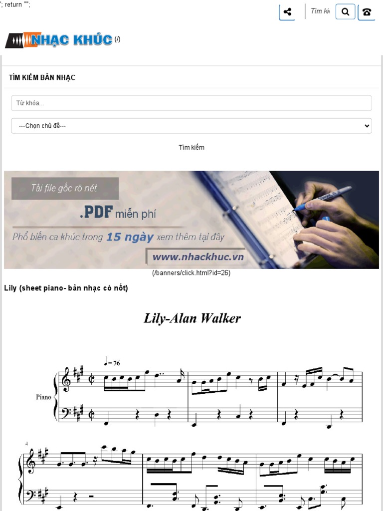 Lily (sheet piano- bản nhạc có nốt) | PDF