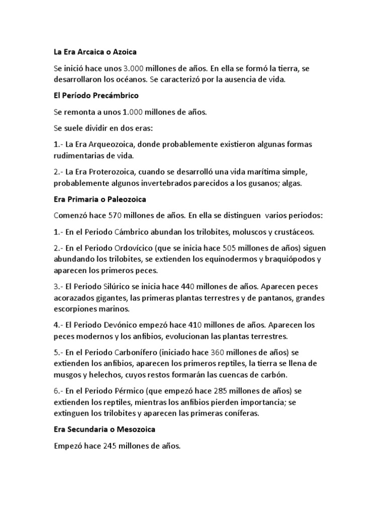 La Era Arcaica o Azoica | PDF | Naturaleza | Geología