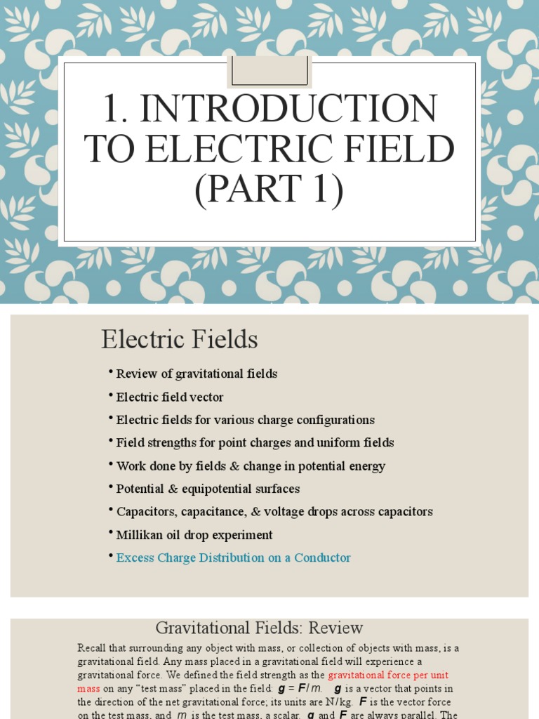 Lecture 1. Introduction To Electric Field - Part 1 | PDF | Force ...