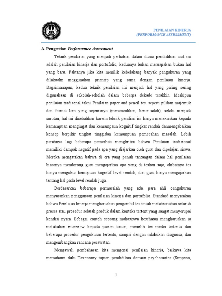 Performance Assessment | PDF