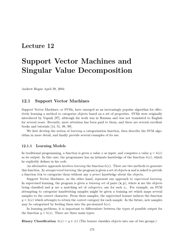 Support Vector Machines and Singular Value Decomposition | PDF | Statistical Classification ...
