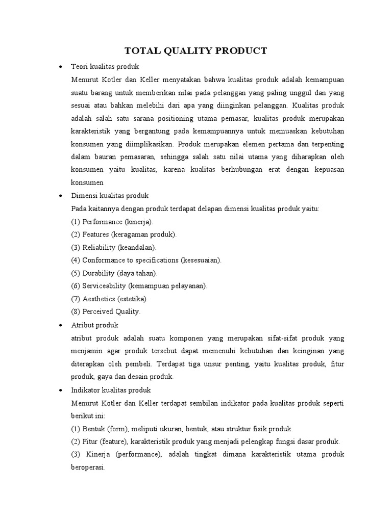 Total Quality Product | PDF