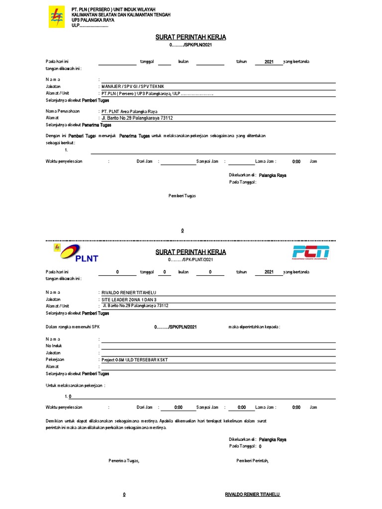 Form SPK Lembur Baru 2021 | PDF