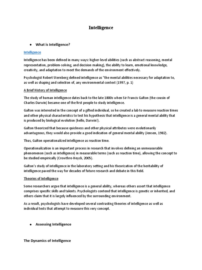 Intelligence - Report | PDF | Intelligence | Intelligence Quotient