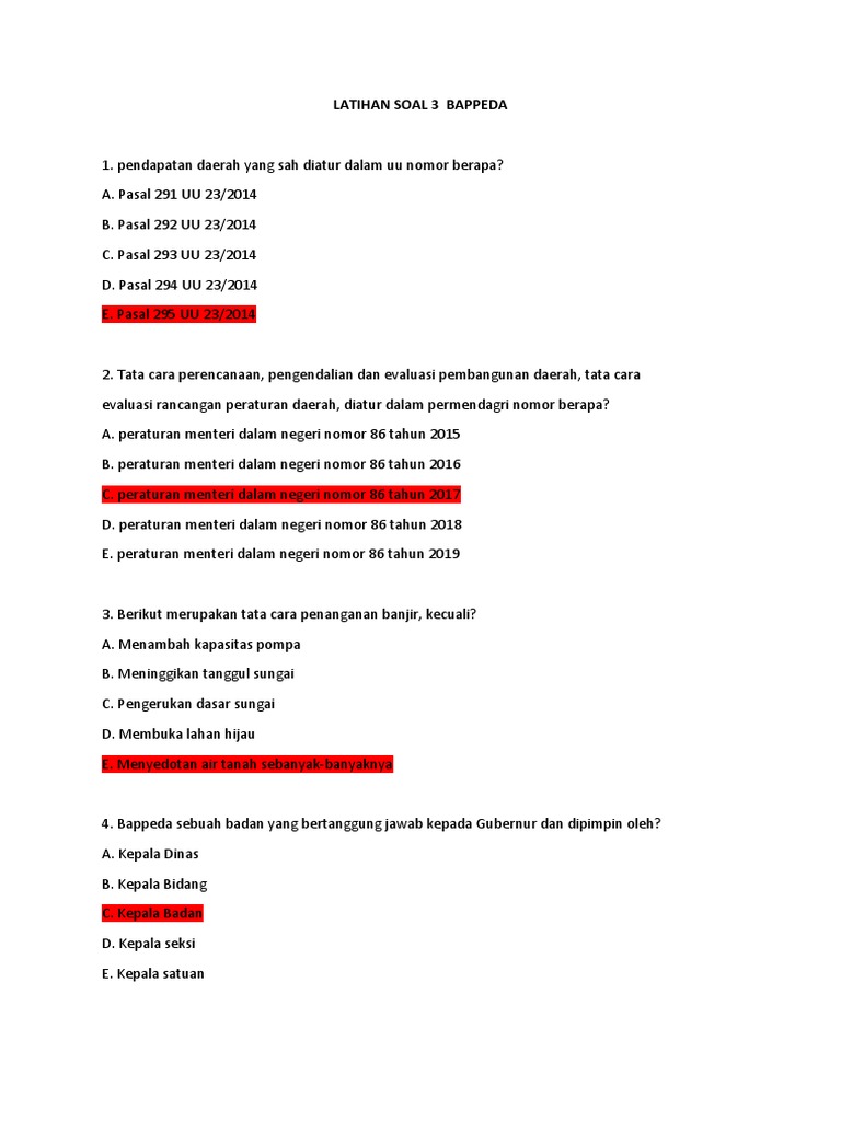 03 - Latihan Soal Bappeda | PDF