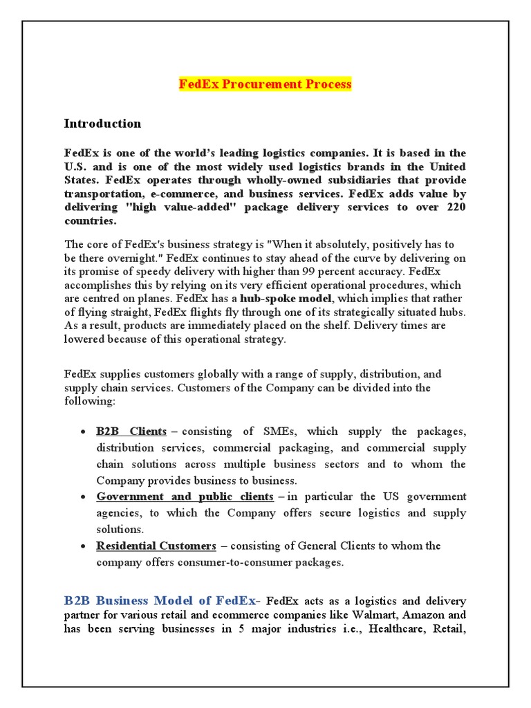 Fedex Procurement Process | PDF | Request For Proposal | Fed Ex