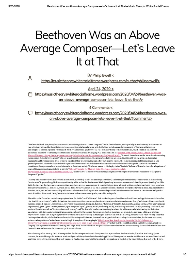 Beethoven Was An Above Average Composer-Let's Leave It at That - Music ...