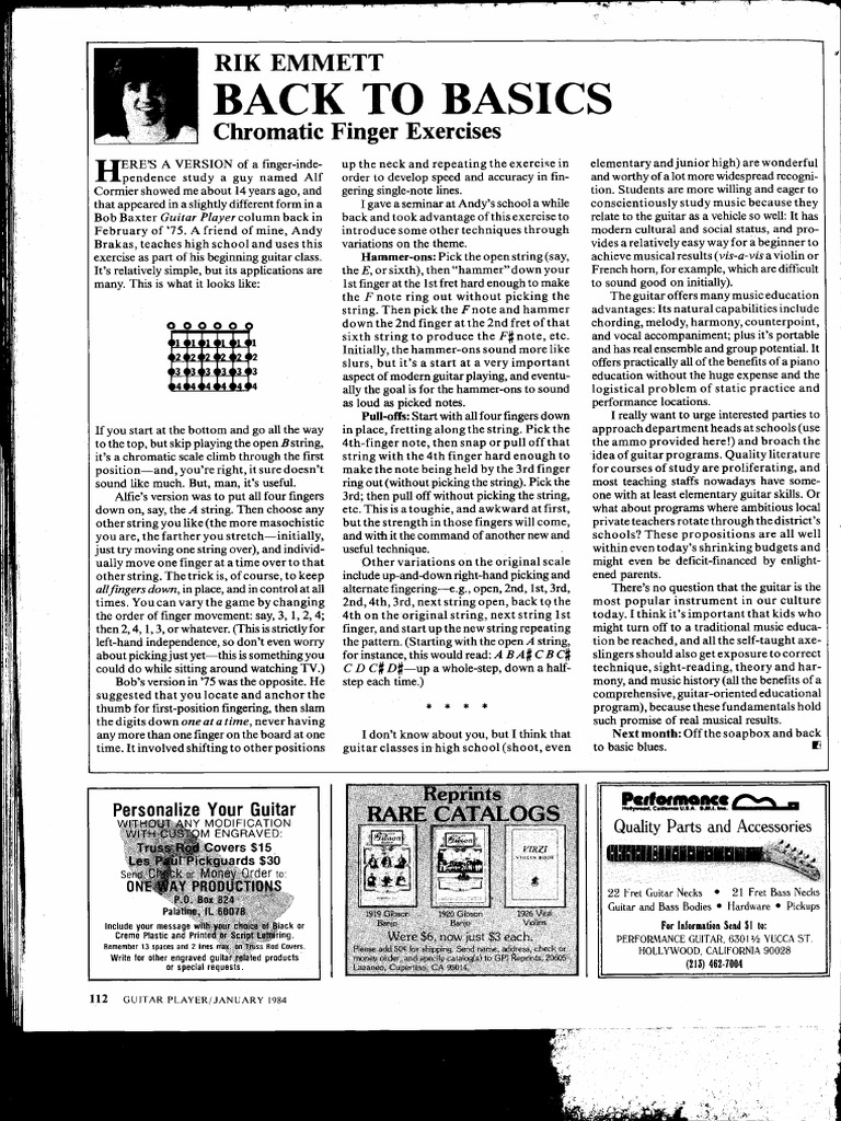 Chromatic Finger Exercises GP Jan 84 | PDF