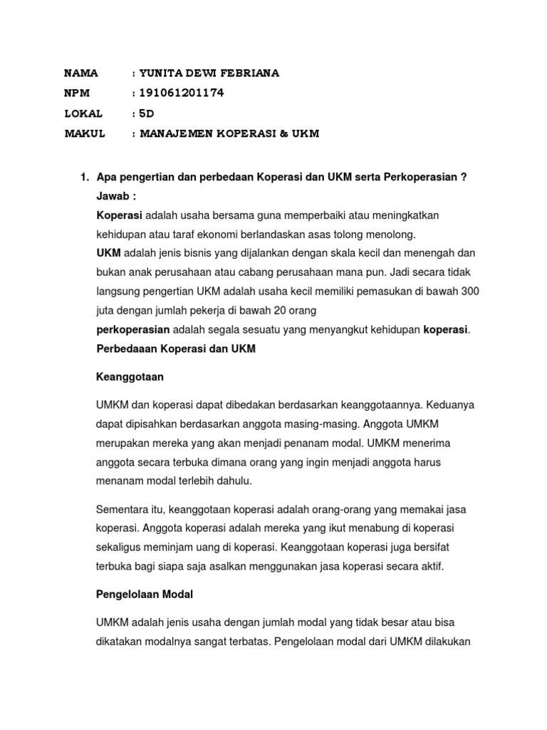 Manajemen Koperasi & Ukm | PDF