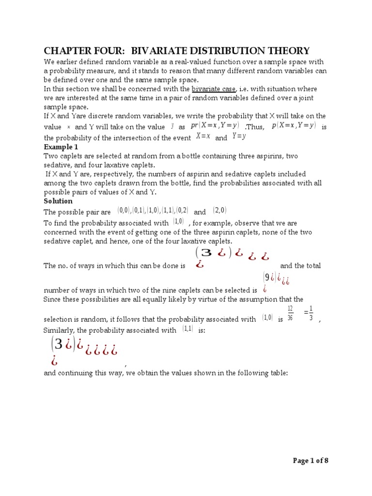 Chapter Four: Bivariate Distribution Theory: Example 1 | PDF | Random ...