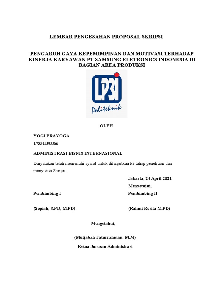 Lembar Pengesahan Proposal Skripsi | PDF | Bisnis | Komputer