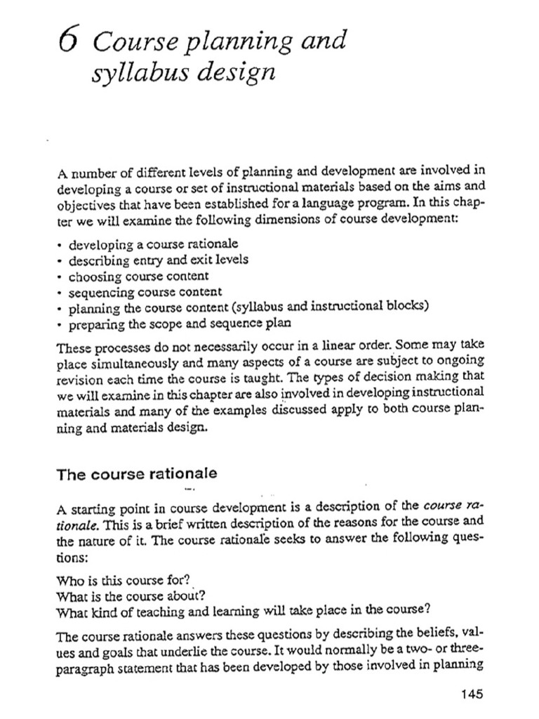 PRINT A6. Course Planning and Syllabus Design (Richards' Book Excerpt ...