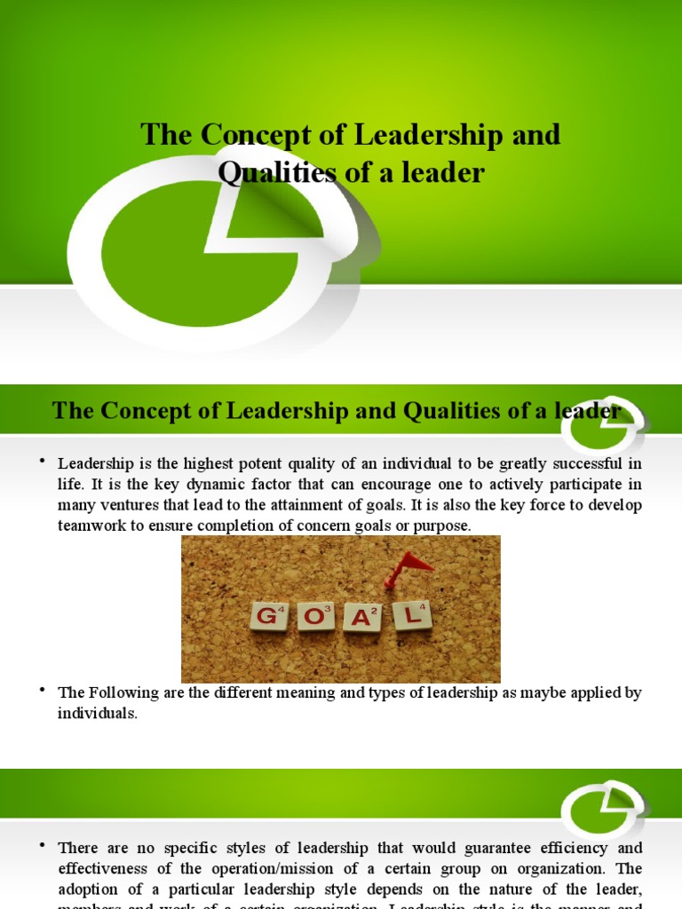 The Concept of Leadership and Qualities of A Leader | PDF | Leadership ...