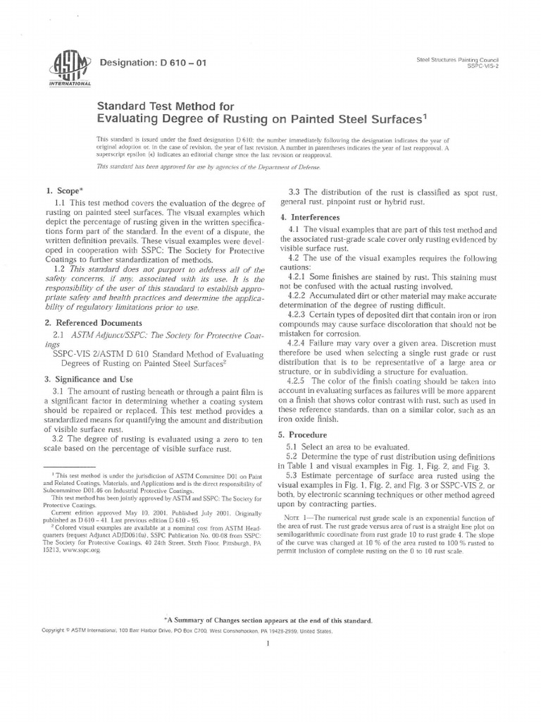 Astm - D610-01 | PDF