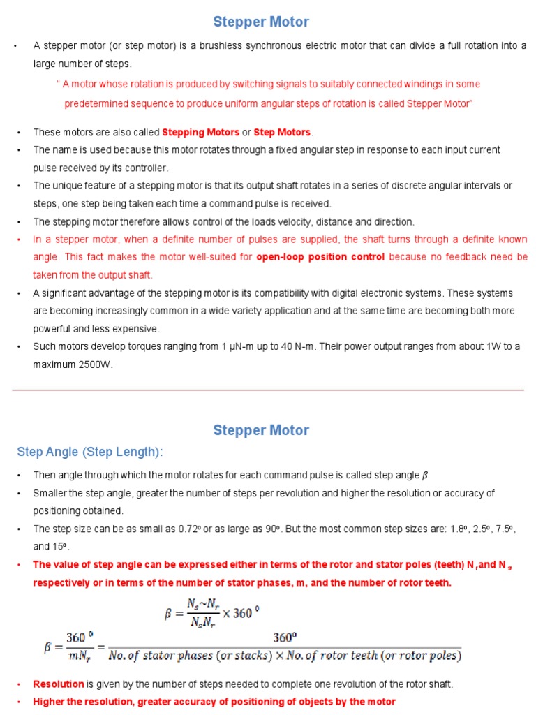 Stepper Motor: Stepping Motors Step Motors | PDF | Electric Motor ...
