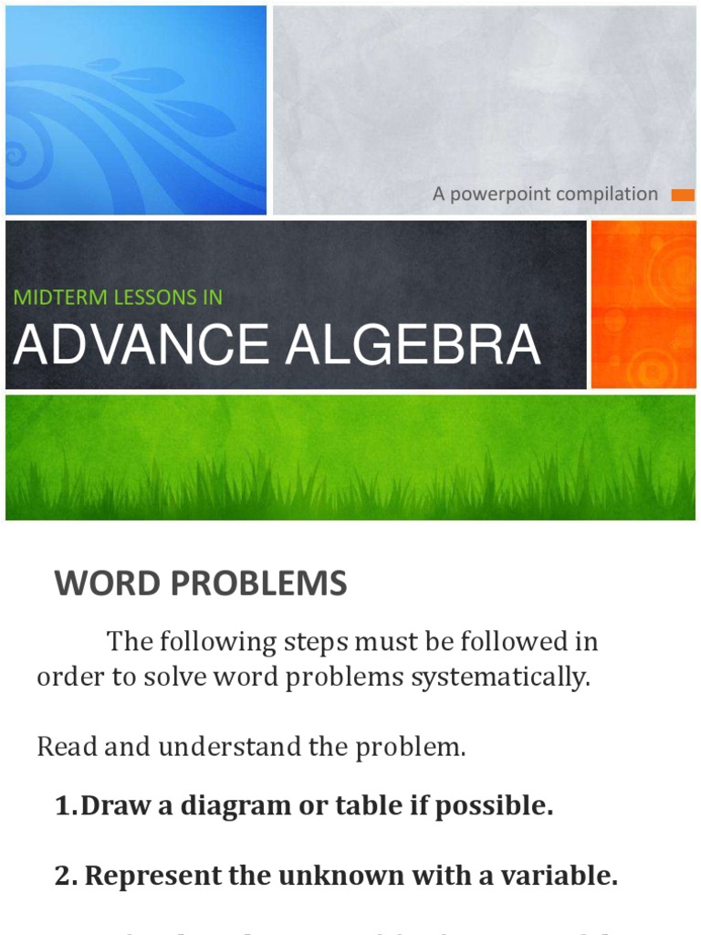 Advance Algebra: Midterm Lessons in | PDF | Quadratic Equation ...