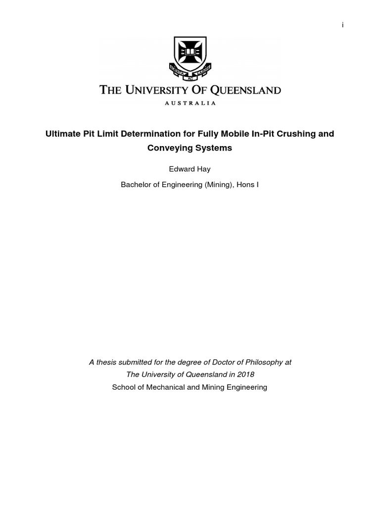 Ultimate Pit Limit Determination For Fully Mobile In-Pit Crushing and ...