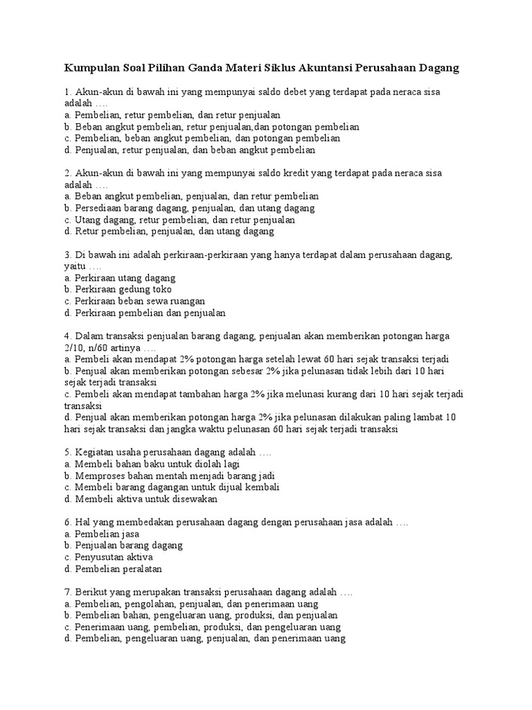 Soal Latihan Siklus Akuntansi Perusahaan Dagang | PDF