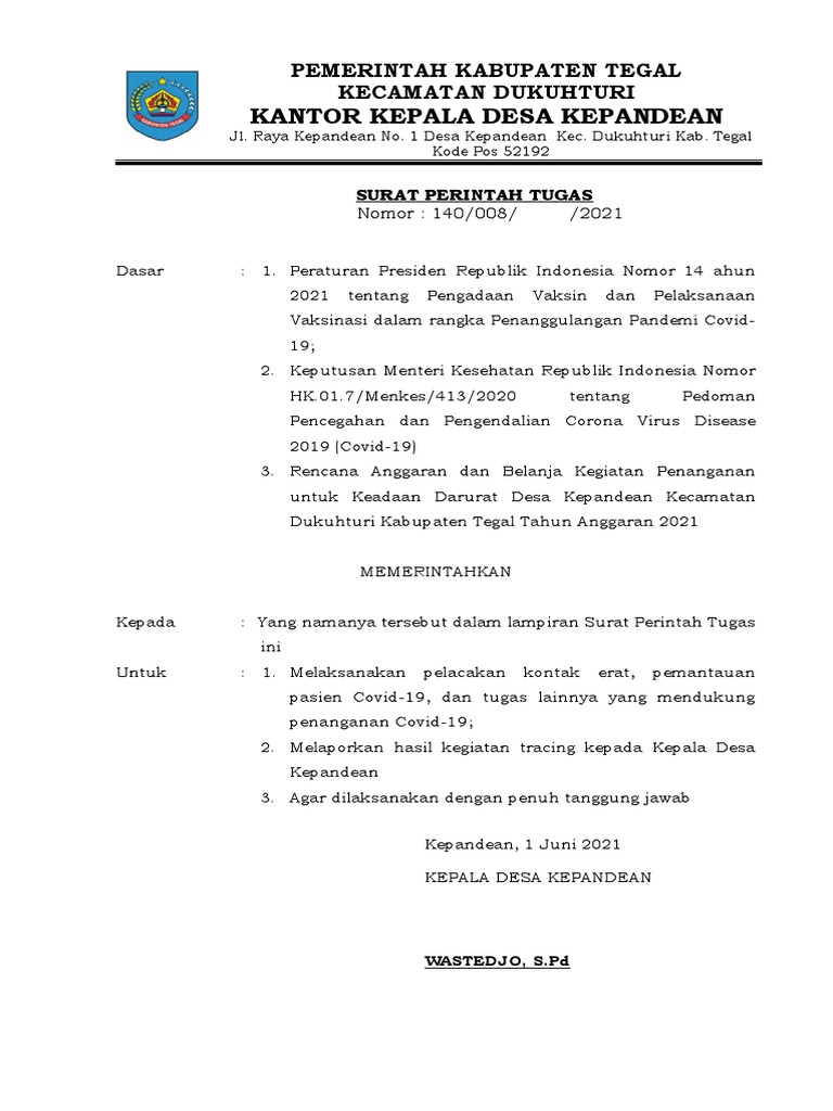 Surat Tugas Piket PPKM | PDF