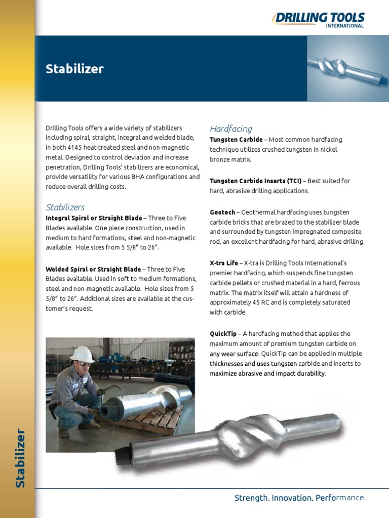 Stabilizer Product Sheet | PDF | Tungsten | Blade