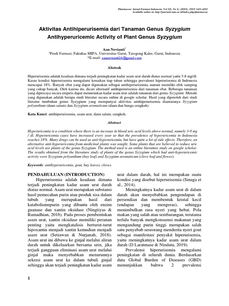Aan Novianti - 24041117007 - Aktivitas Antihiperurisemia Dari Tanaman Genus Syzygium | PDF