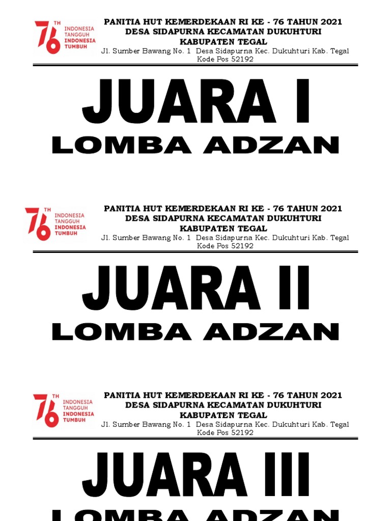 Desain Amplop Juara Lomba HUT RI 76 | PDF | Griya & Taman