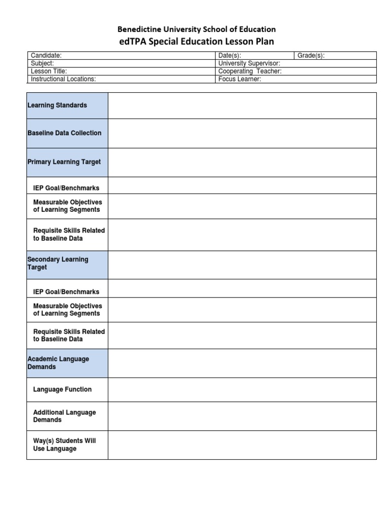 Special Education Teachers Lesson Plan Free PDF | PDF | Educational ...