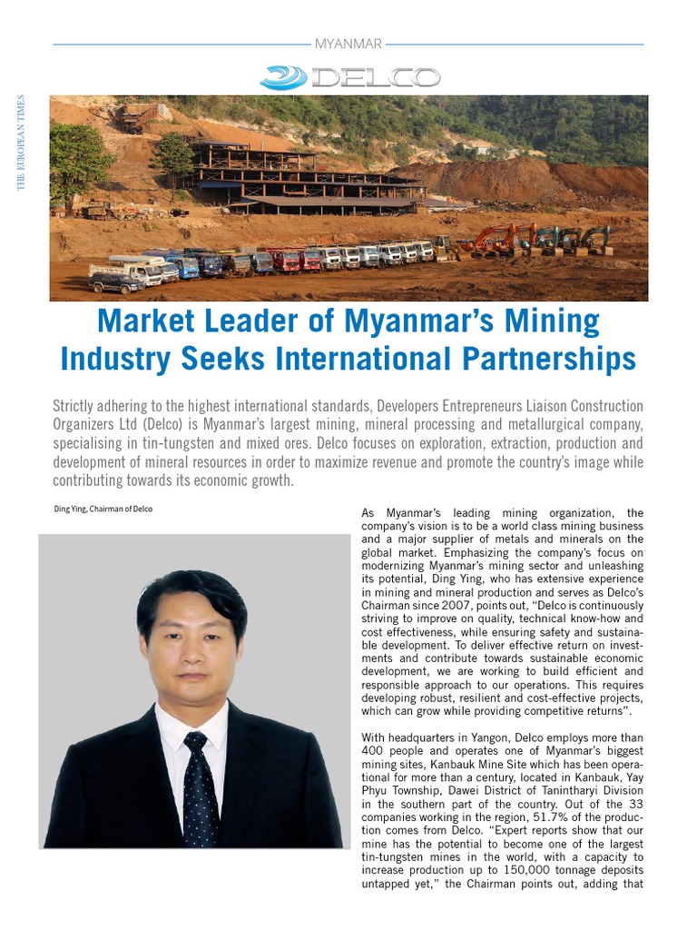 Market Leader of Myanmar's Mining Industry Seeks International ...