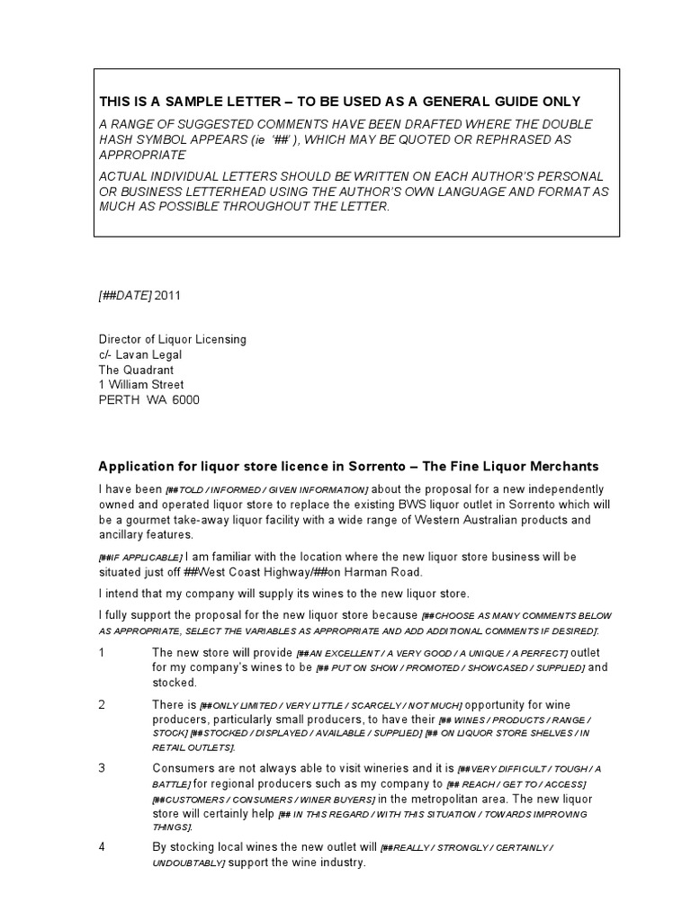 This Is A Sample Letter - To Be Used As A General Guide Only | PDF ...