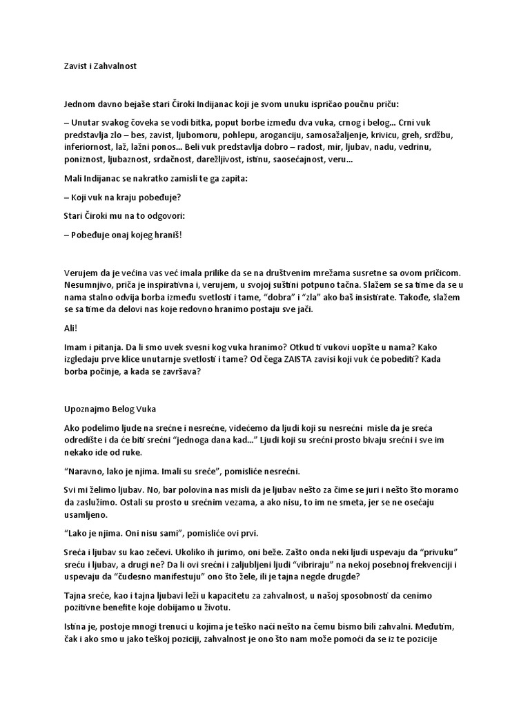 Zavist I Zahvalnost | PDF