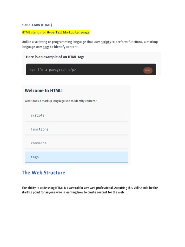 SoloLearn (HTML) | PDF | Html Element | Html