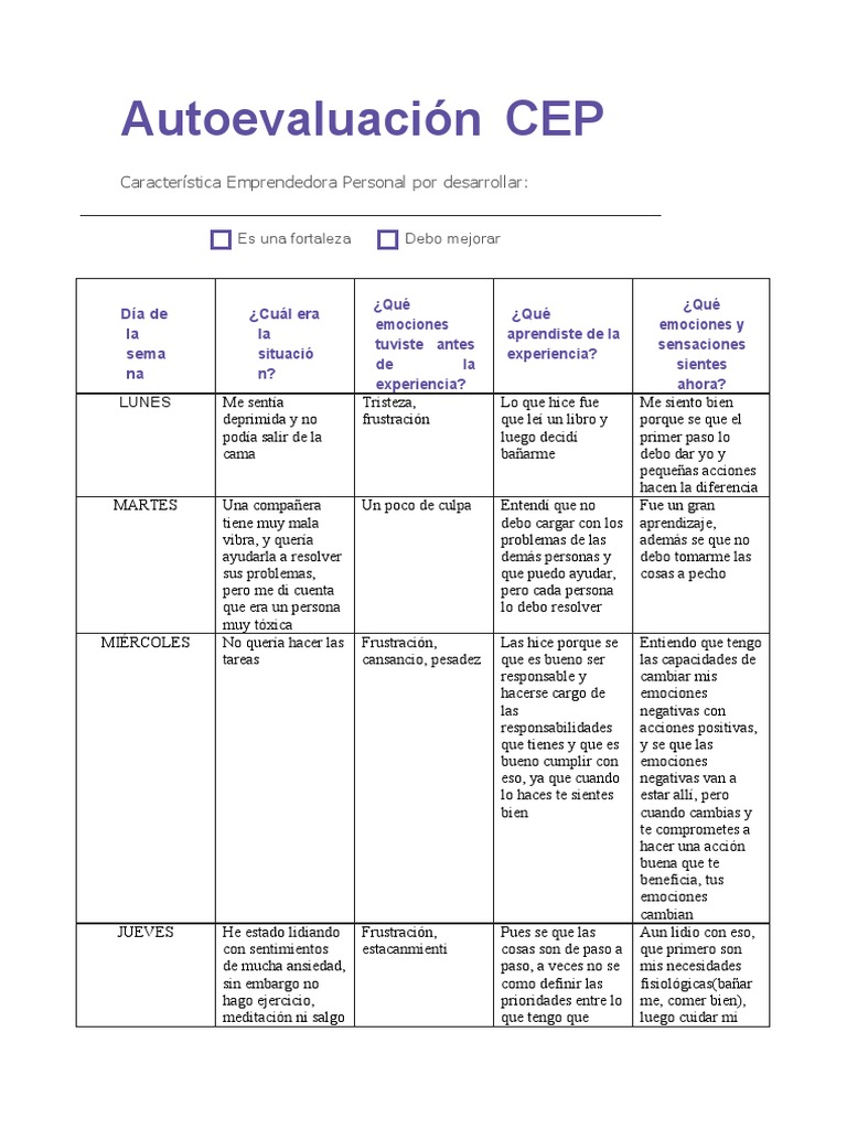 Autoevaluación CEP | PDF