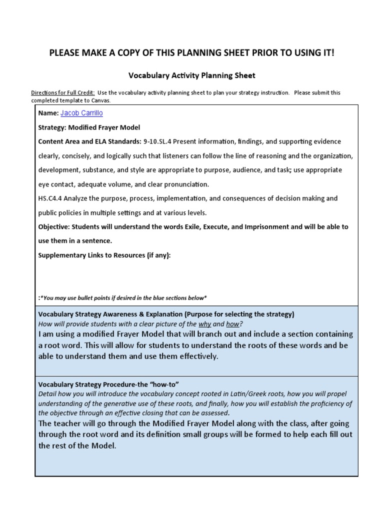 Vocabulary Assignment | PDF | Vocabulary | Teaching