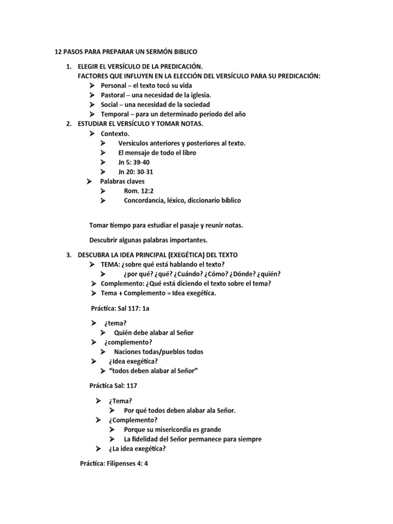 12 Pasos para Preparar Un Sermón Biblico | PDF | Sermón