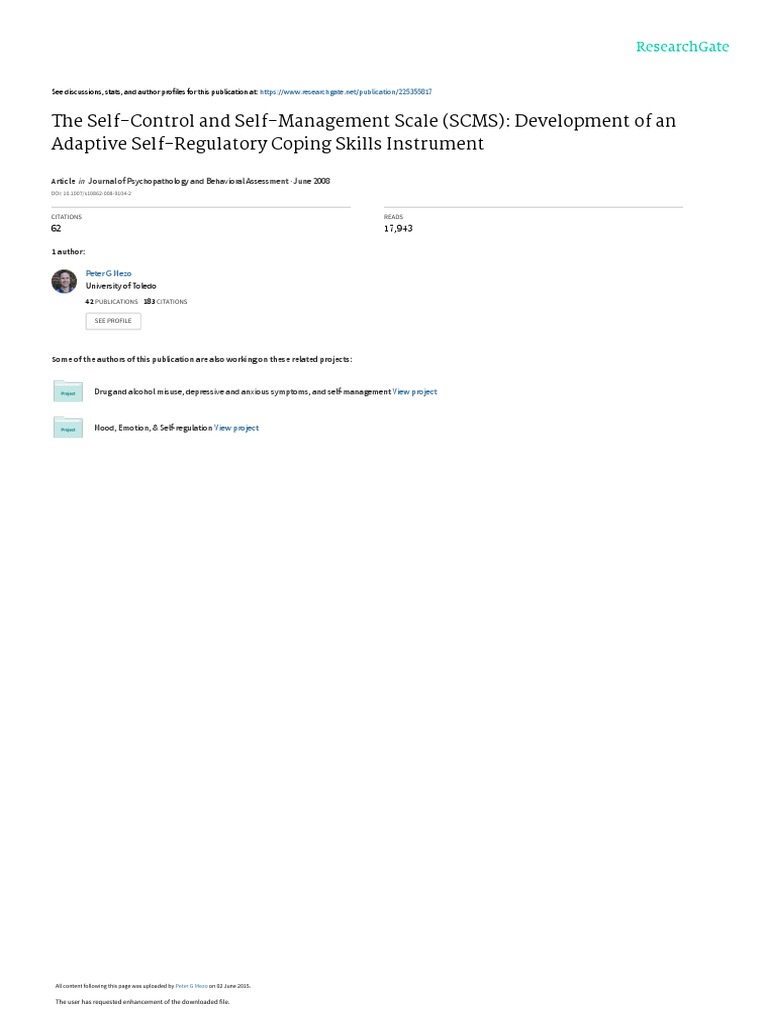 The Self-Control and Self-Management Scale (SCMS) : Development of An ...