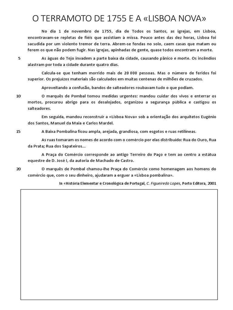 O Terramoto 1755 e Lisboa Nova Hist Port 4 Ano | PDF