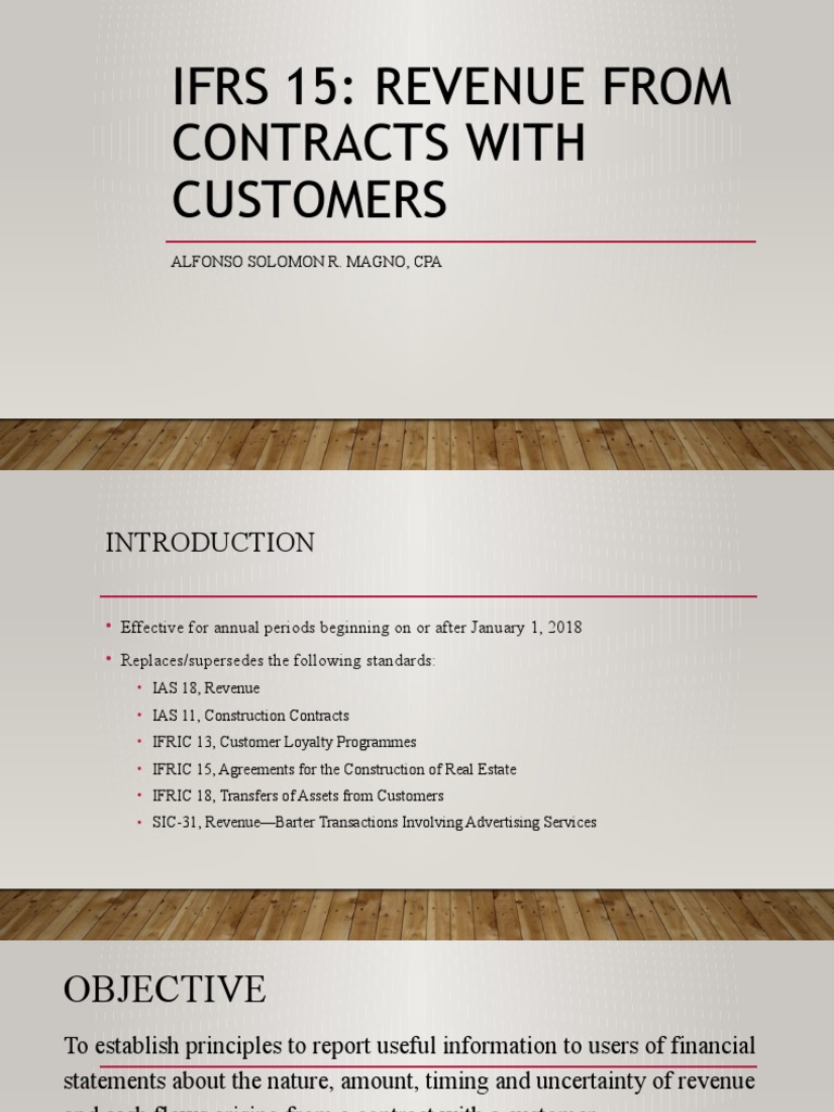 Ifrs 15: Revenue From Contracts With Customers: Alfonso Solomon R ...