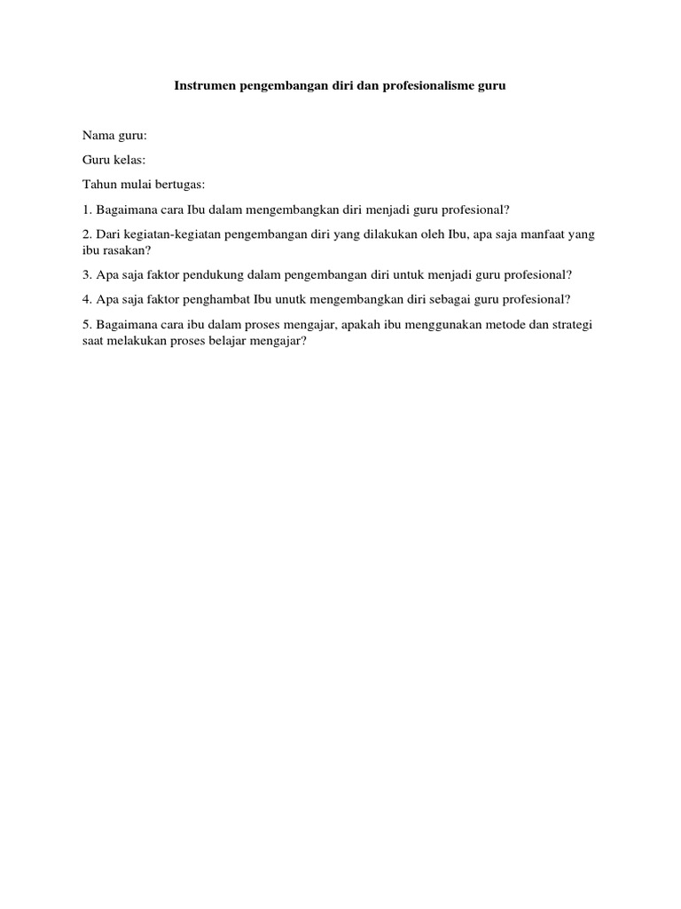 Instrumen Pengembangan Diri Dan Profesionalisme Guru | PDF | Karier & Perkembangan