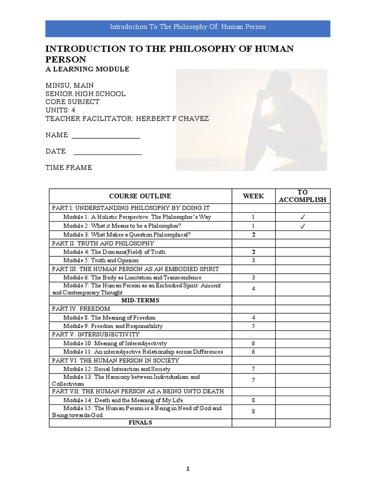 Introduction To The Philosophy of Human Person: A Learning Module | PDF ...