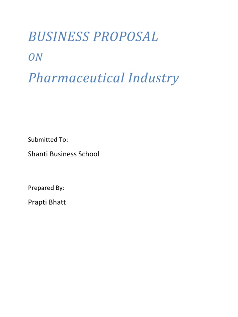 Business Proposal | Pharmaceutical Industry | Mergers And Acquisitions