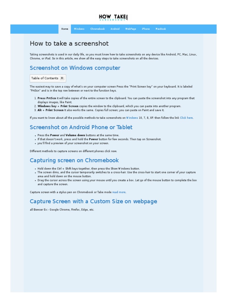 How take screenshot | PDF | Screenshot | Computing