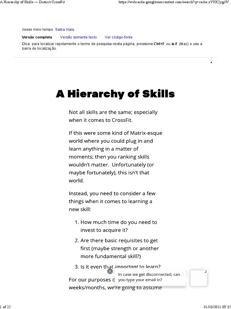 Crossfit Skill Hierarchy | PDF