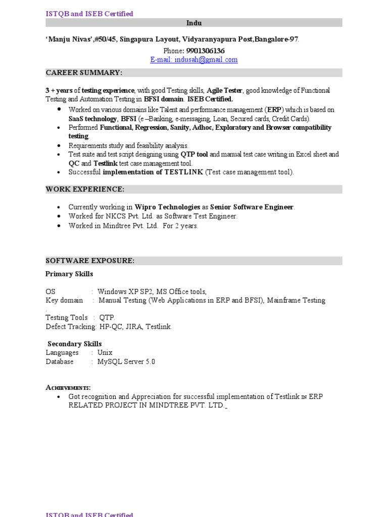 Indu Resume | PDF | Software Testing | E Commerce