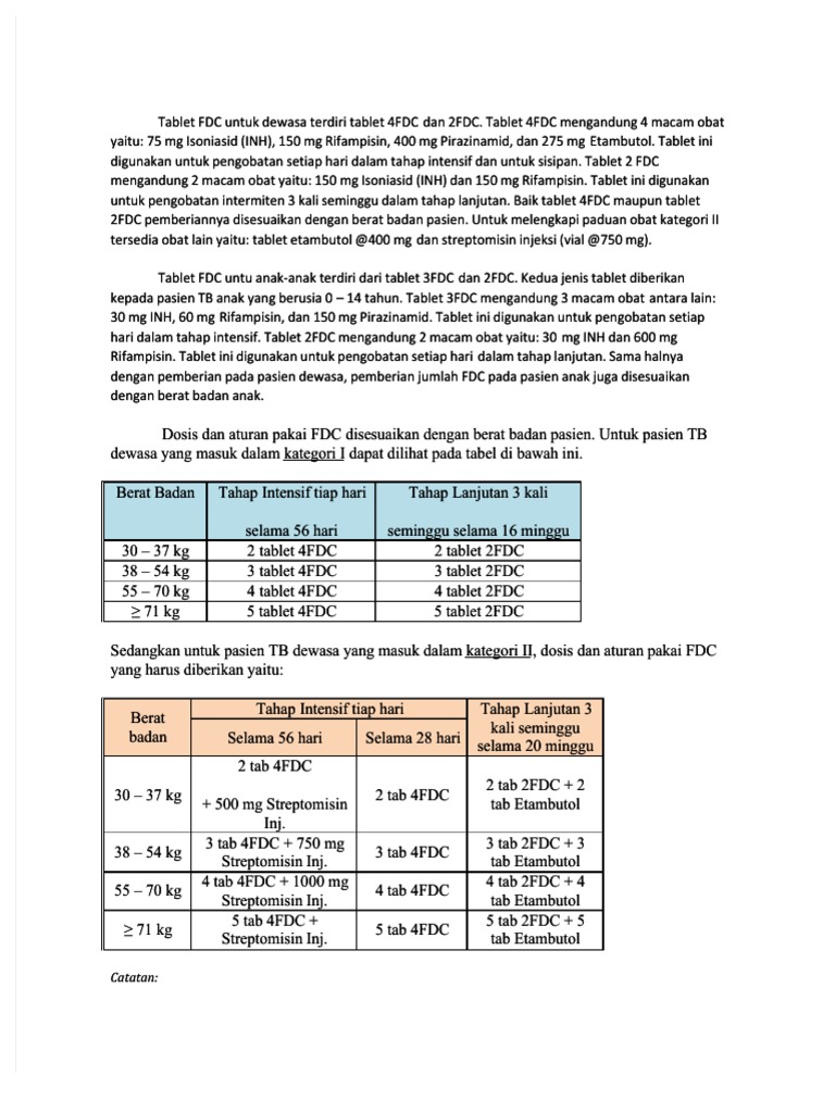Dosis Aturan FDC TB | PDF | Kesehatan Holistik | Sains & Matematika