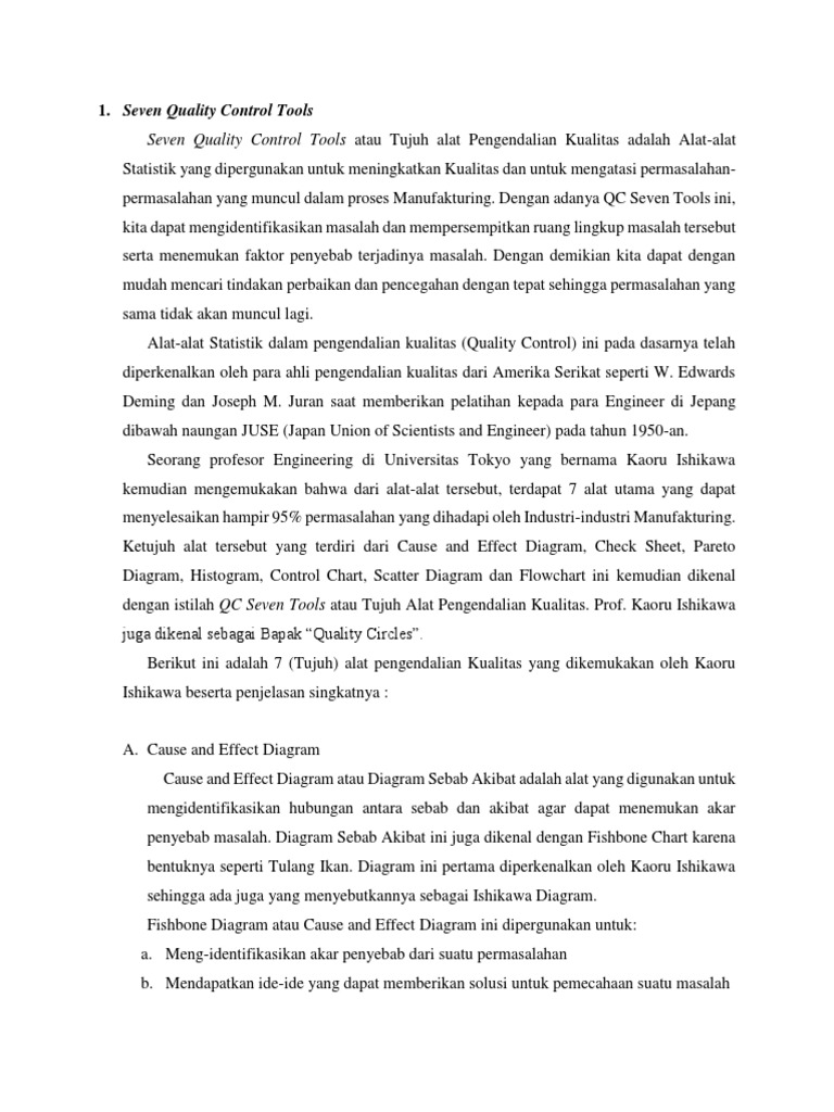 Seven Quality Control Tools Atau Tujuh Alat Pengendalian Kualitas Adalah Alat-Alat | PDF ...