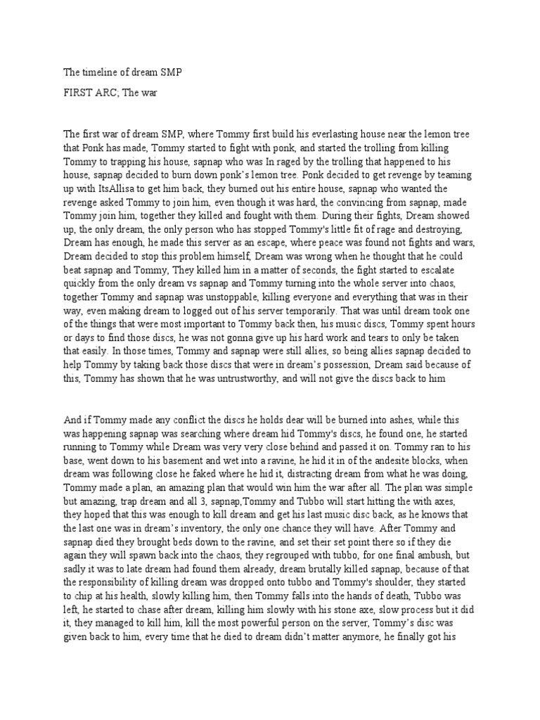 The Timeline of Dream SMP | PDF