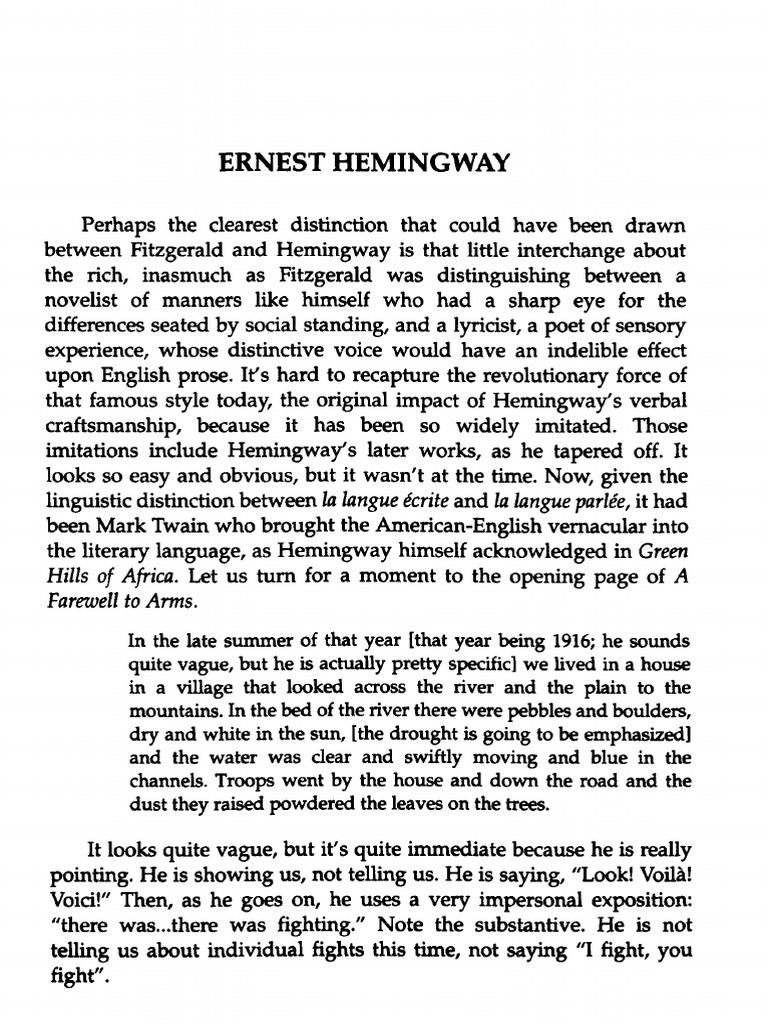 Ernest Hemingway - A Farewell To Arms | PDF | Ernest Hemingway