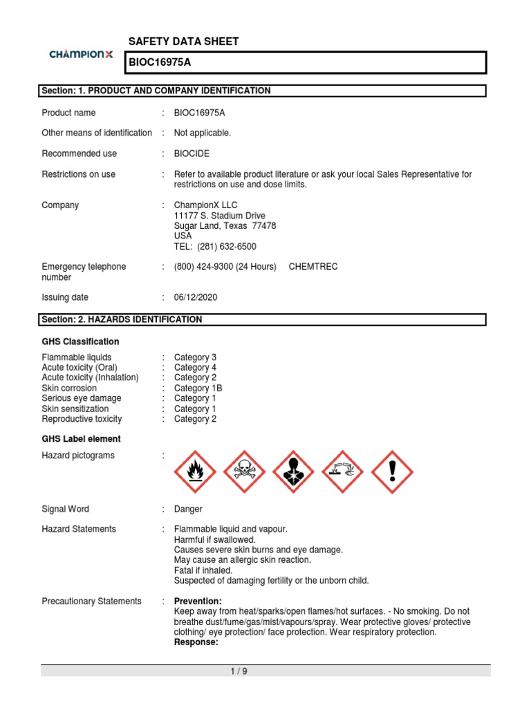 Safety Data Sheet BIOC16975A: Section: 1. Product and Company ...